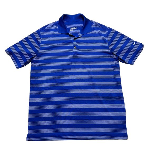 Nike | Shirts | Nike Golf Polo Shirt Mens Large Blue Striped Tour Performance Dri Fit Casual ...